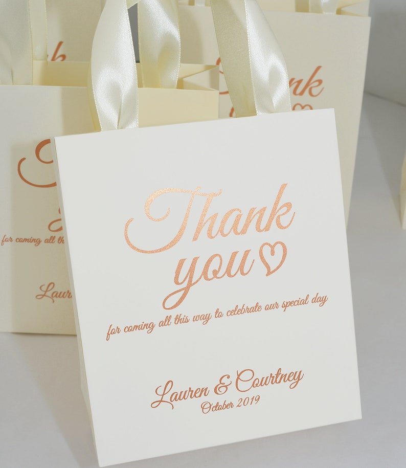 30 Rose Gold Wedding Thank You Bags With Satin Ribbon Handles - Etsy