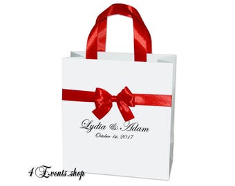 Wedding Gift Bags With Satin Ribbon Handles Bow and Your | Etsy
