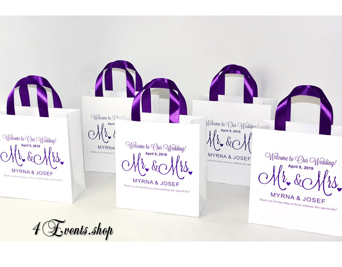 25 Disney Wedding Welcome Bags With Purple Satin Ribbon - Etsy