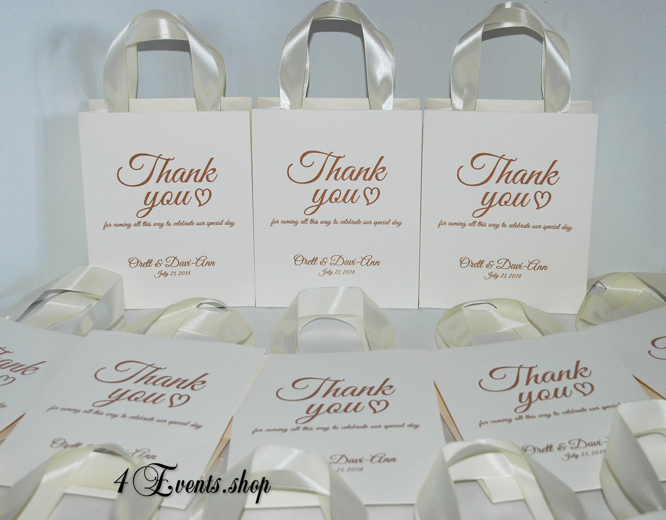 30 Rose Gold wedding thank you bags with satin ribbon handles | Etsy