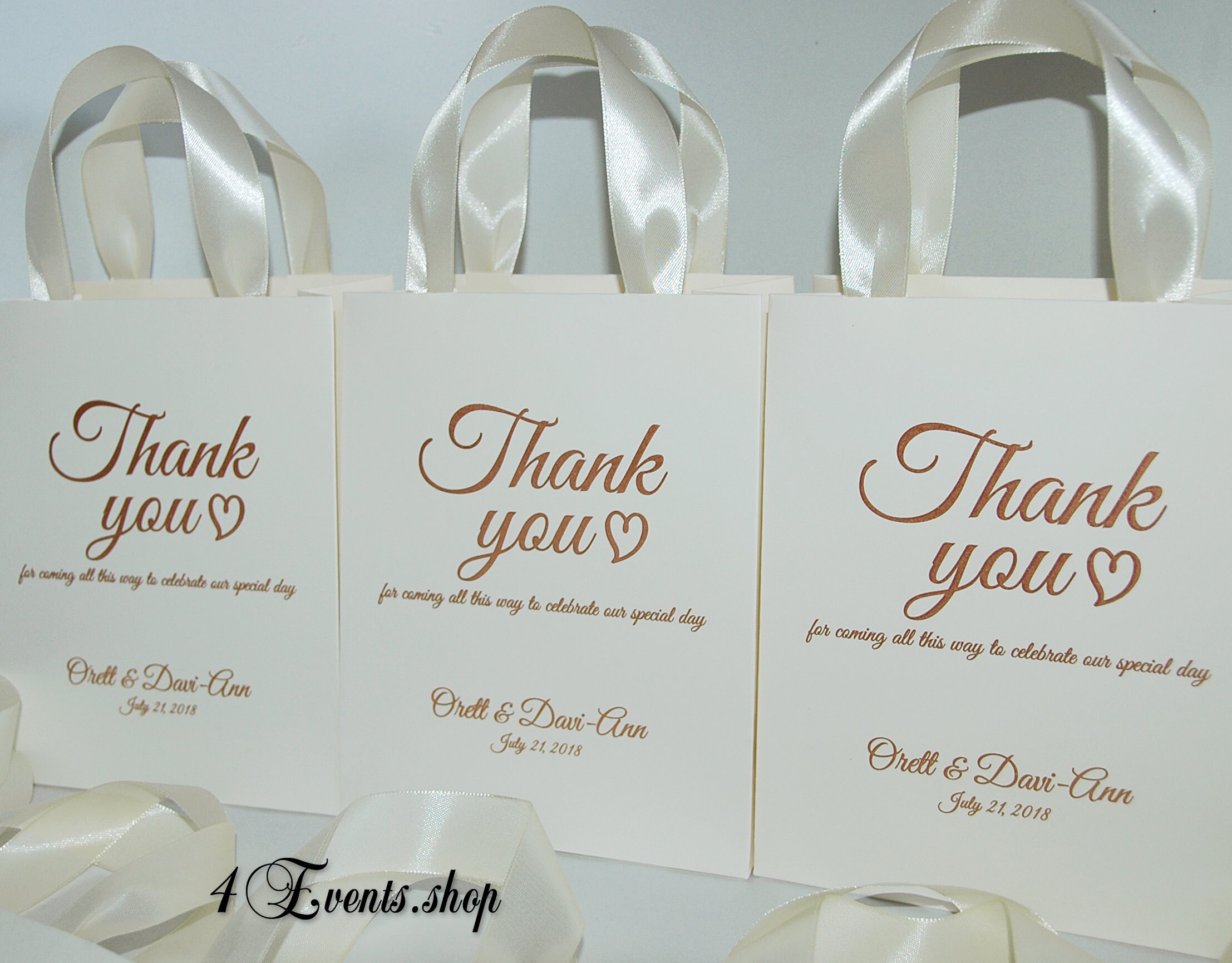 30 Rose Gold wedding thank you bags with satin ribbon handles | Etsy