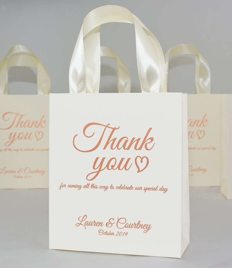 30 Rose Gold wedding thank you bags with satin ribbon handles | Etsy