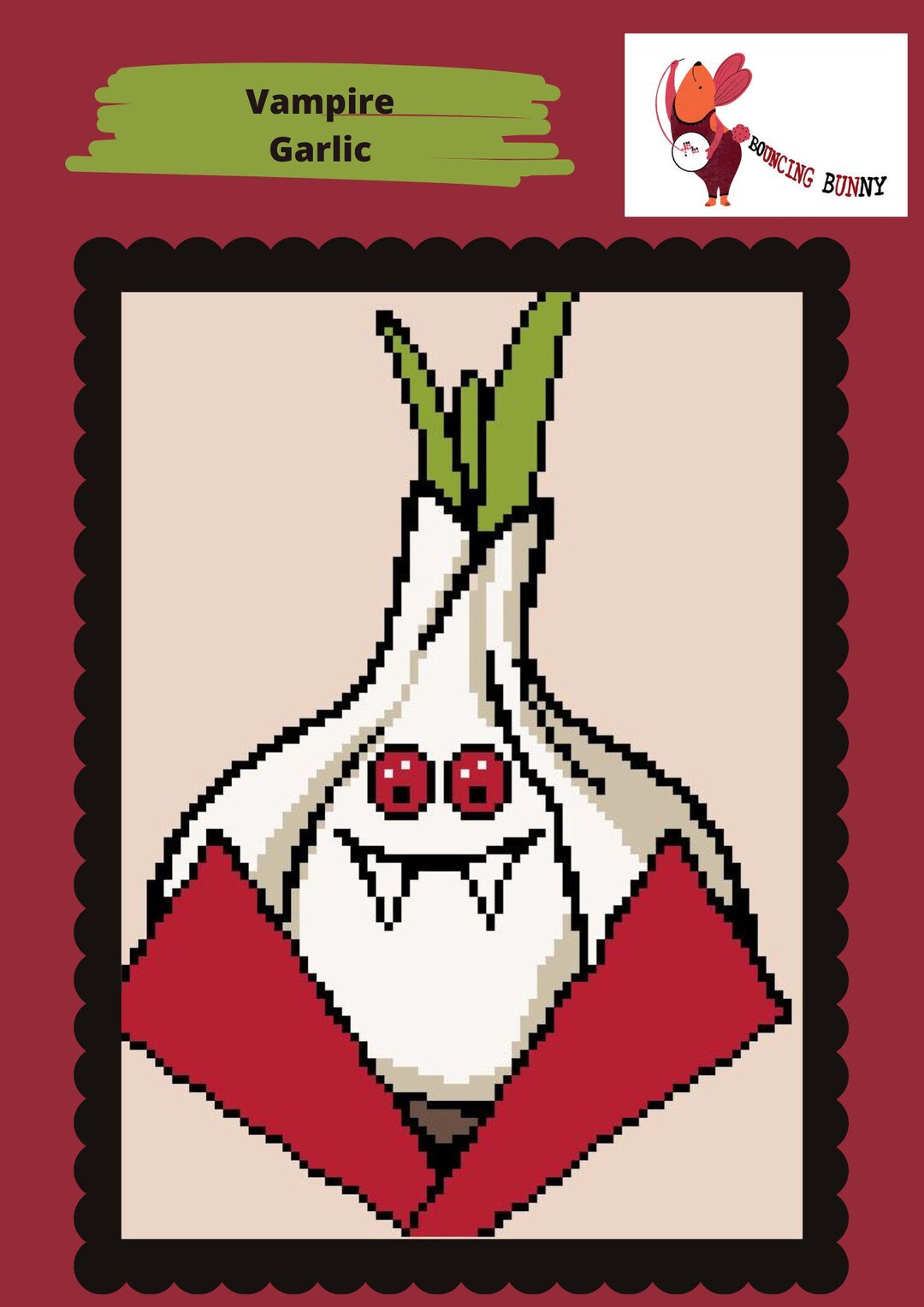 Garlic Vampire Cross Stitch Pattern Stitch Your Own Spooky Snack - Etsy