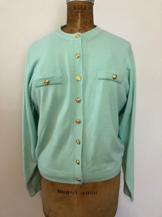 Vintage Kerri N Kelsey Turquoise Sweater Set Size Lar… - Gem