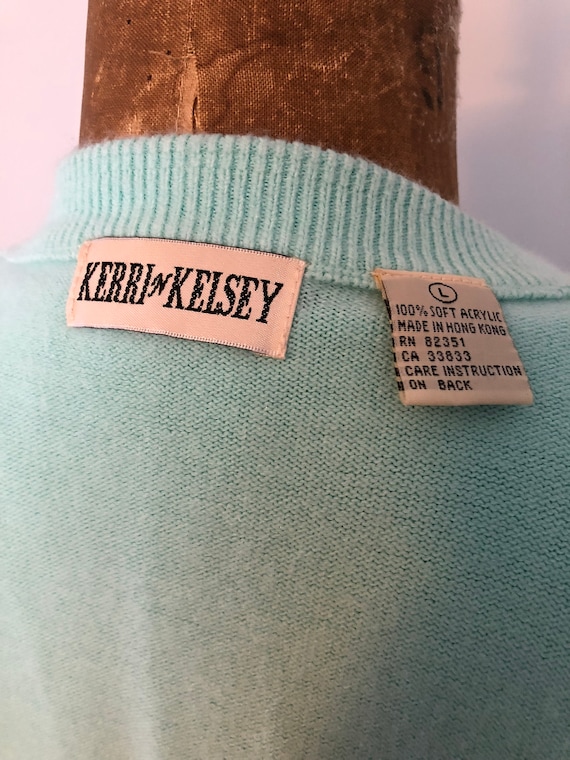 Vintage Kerri N Kelsey Turquoise Sweater Set Size Lar… - Gem