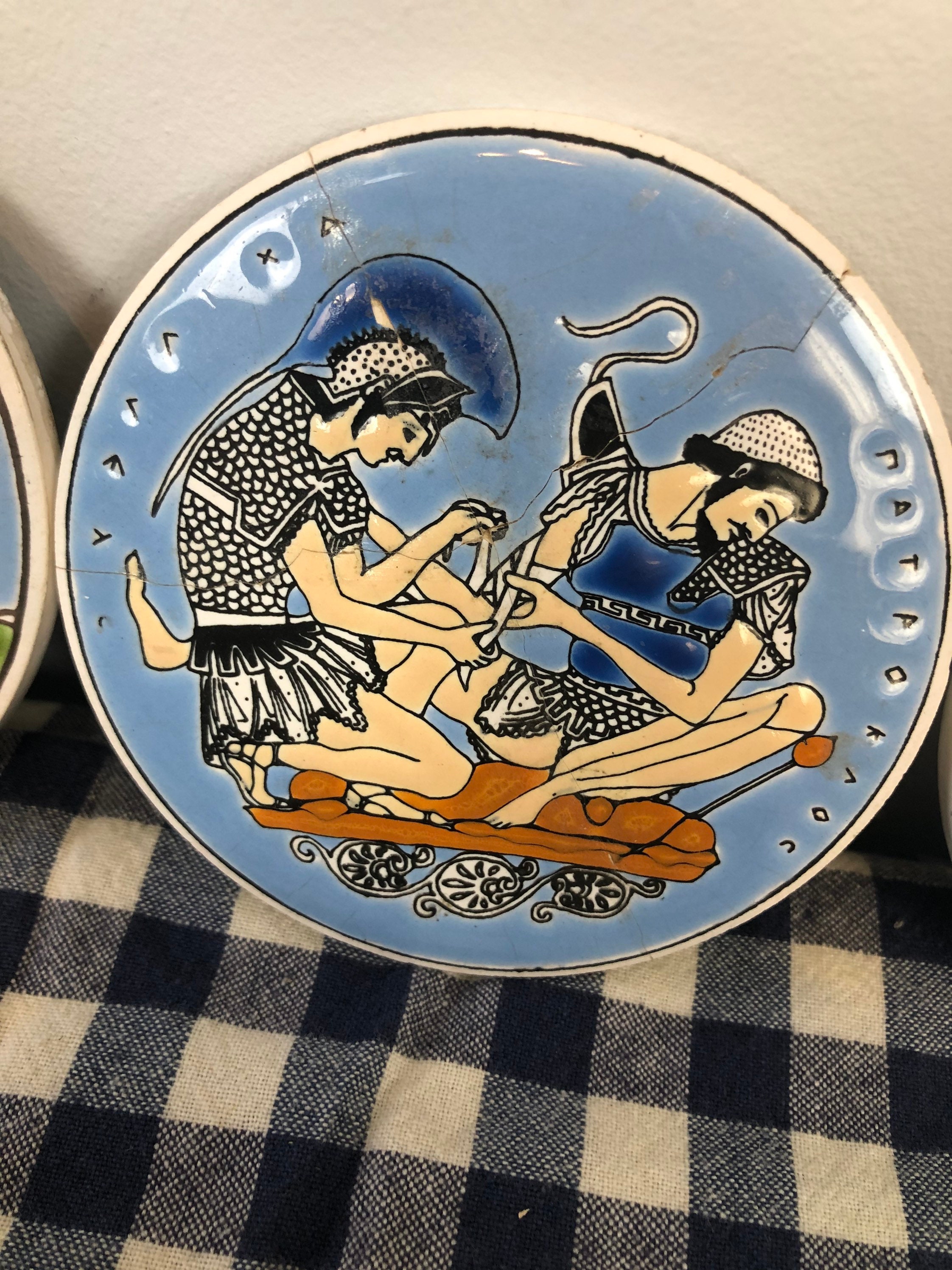 Vintage Greek Ceramic Coasters / Set of 5 H & R Johnson Made | Etsy