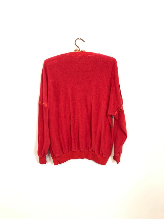 Vintage 80s 90s Red Cropped Terry Cloth Sweatshirt Si… - Gem
