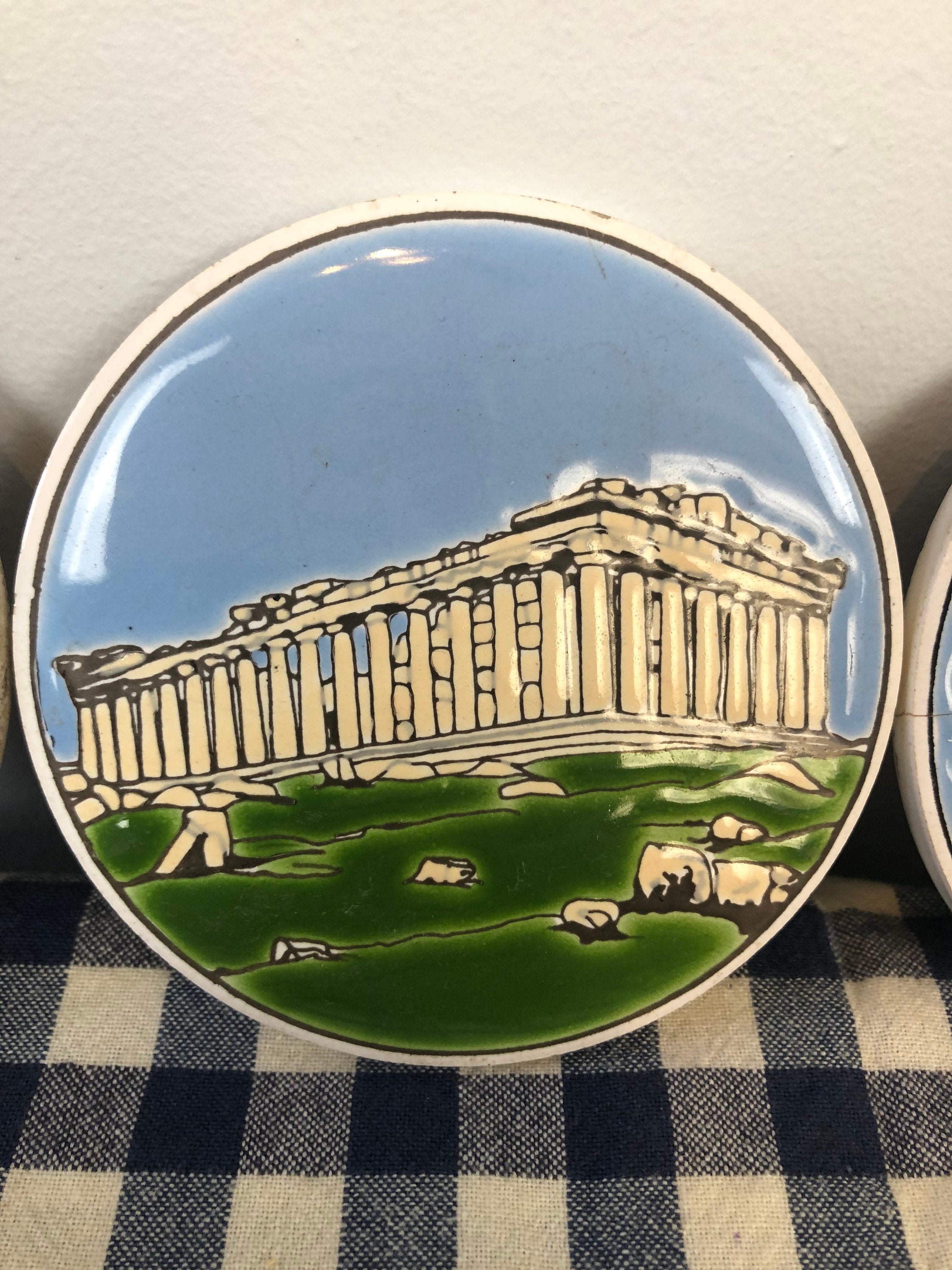 Vintage Greek Ceramic Coasters / Set of 5 H & R Johnson Made | Etsy