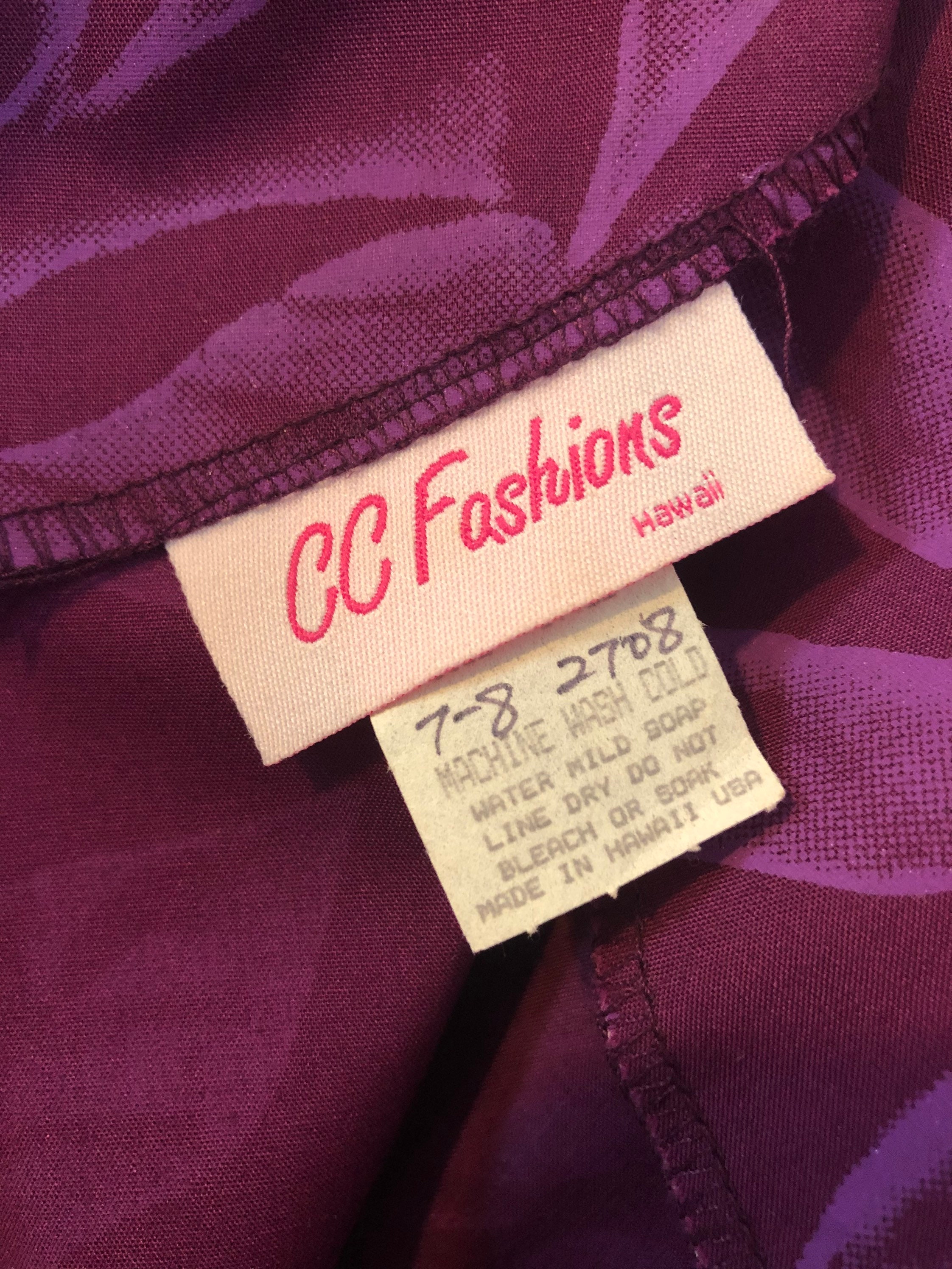 Rare vintage CC Fashions Hawaii Purple Hawaiian Floral Dress / Maxi ...