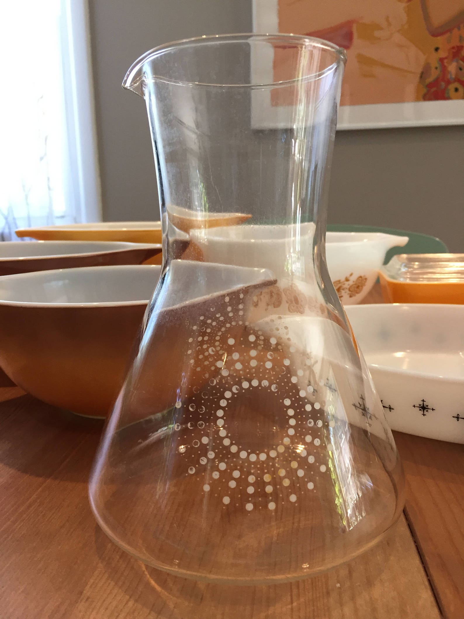 Vintage 60s Pyrex Atomic Sunburst Juice Carafe / Clear Glass Water ...