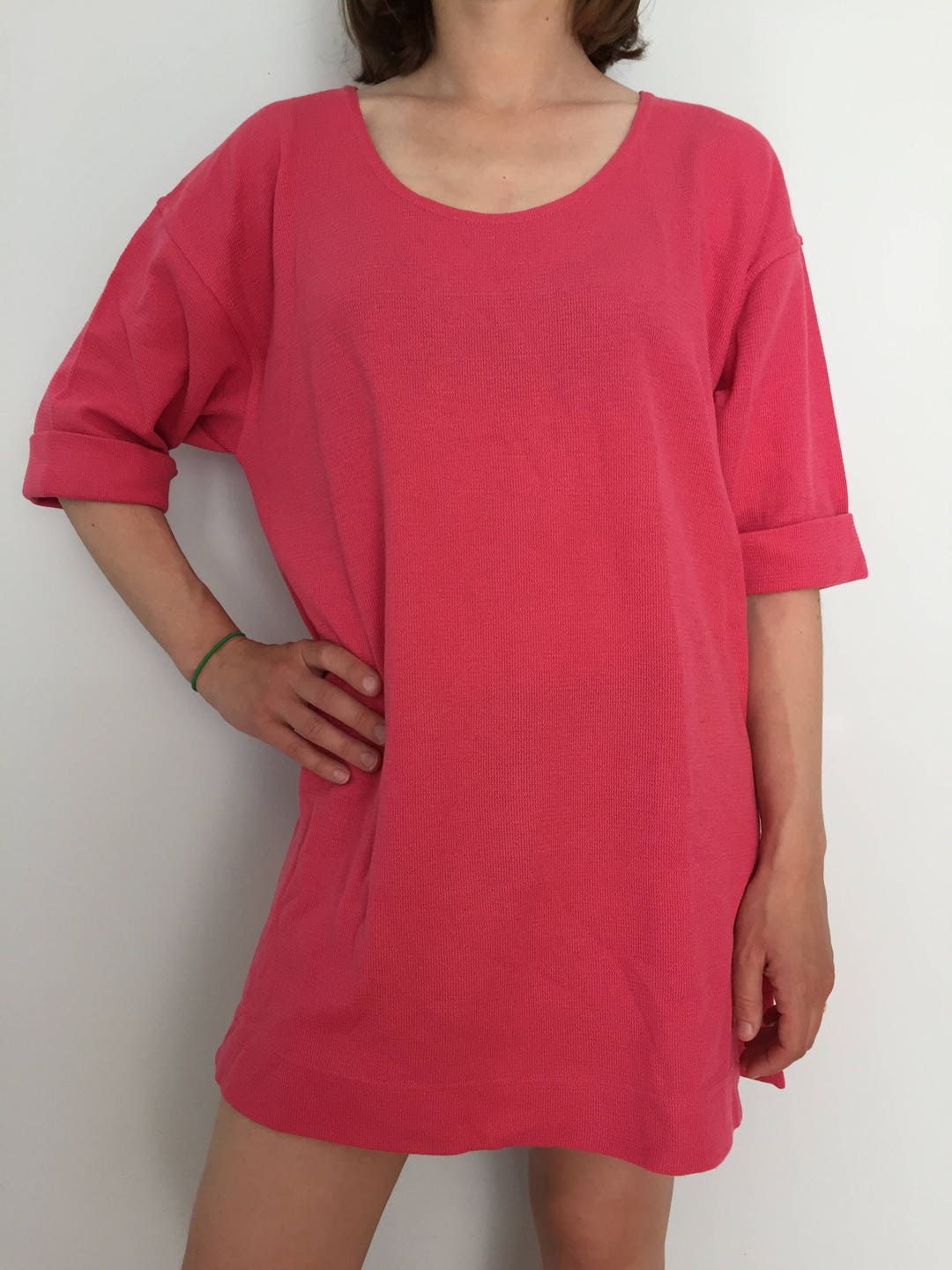 Vintage 80s Express Pink Tunic Top, Slouchy Half Sleeve (size S) - Etsy