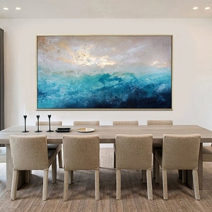 ABOVE THE BLUE, Original Abstract Seascape Painting, Large Contemporary ...
