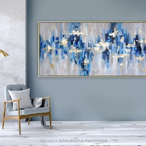 Available BLUE ETERNITY, Original Abstract, Blue Gold Horizontal ...