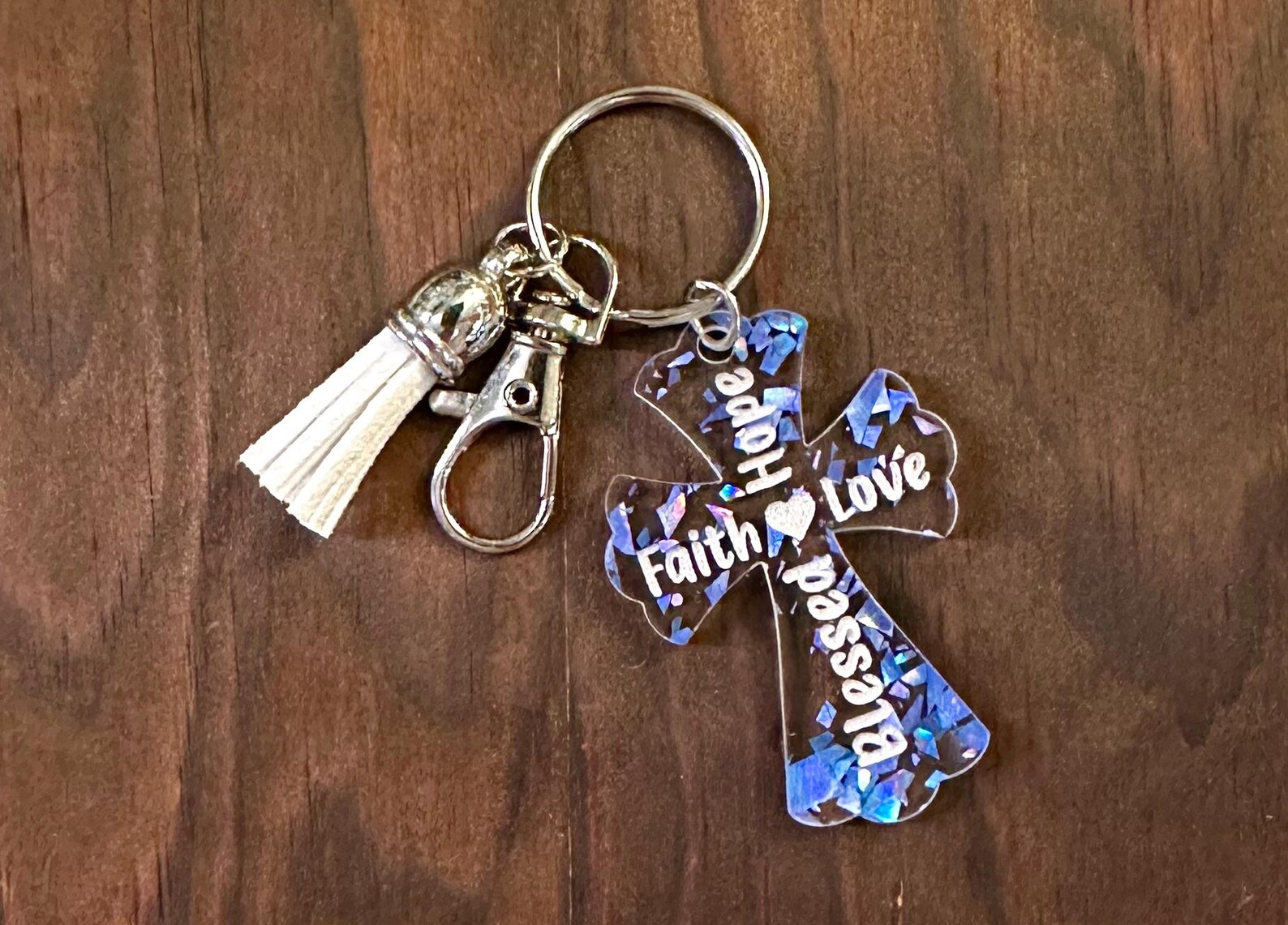 Acrylic Cross Keychain: Laser Engraved - Etsy