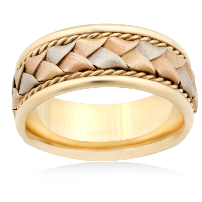 Tricolor Braided Wedding Band - Etsy