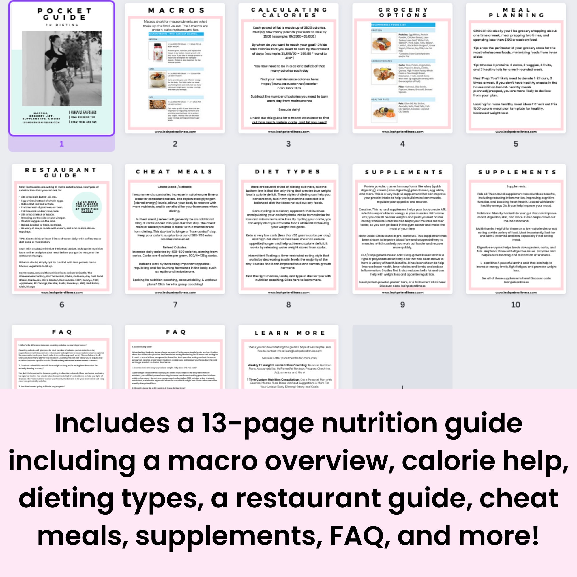 Calorie Cheat Sheet for Weight Loss, Dieting, Meal Planning, Food Log, Food Diary, Nutrition ...