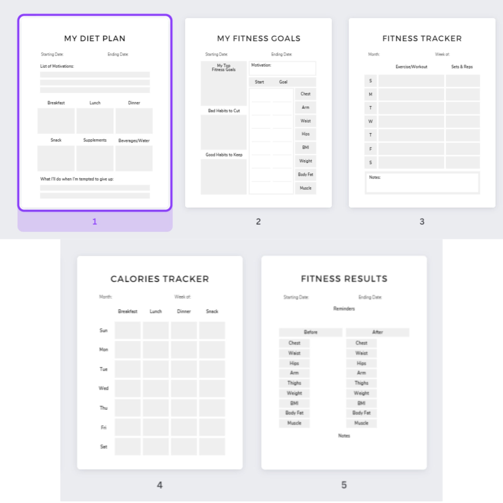 Calorie Cheat Sheet for Weight Loss, Dieting, Meal Planning, Food Log, Food Diary, Nutrition ...
