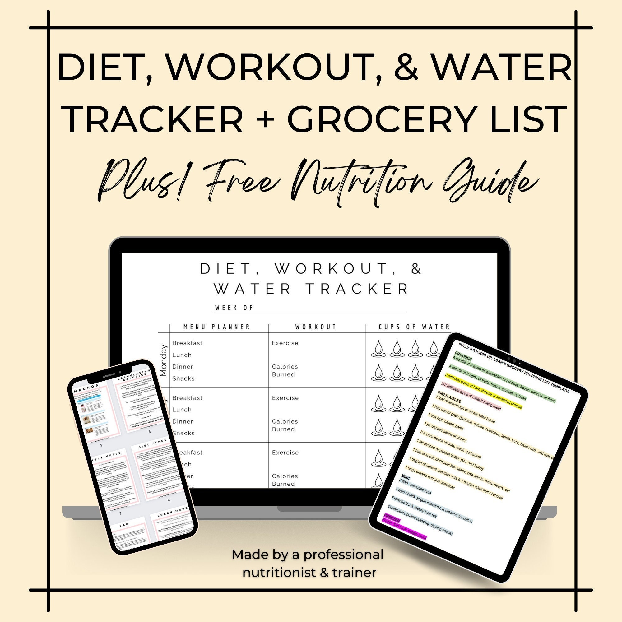 Grocery List, Water Tracker, Workout Tracker, Diet Tracker, Nutrition ...