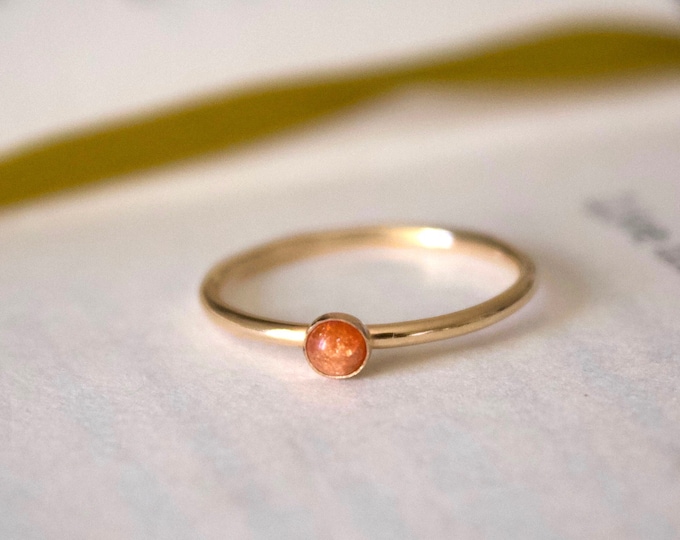 Sunstone Ring/ Minimalist Ring/ 14k Gold Filled Stacking Sunstone Ring/ Stackable/ Dainty ...