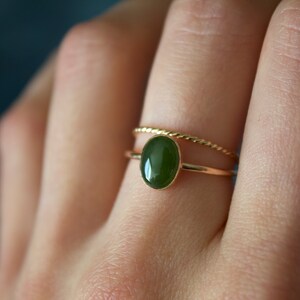 Jade Ring / 14k Gold Filled Jade Ring Set / Dainty Ring/ Minimalist ...