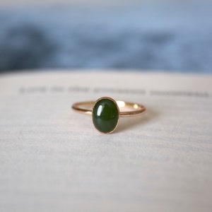 Jade Ring / 14k Gold Filled Jade Ring Set / Dainty Ring/ Minimalist ...