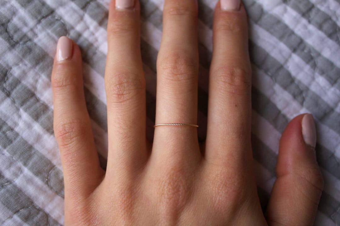 Minimalist Ring/ Thread of Gold Bands/ Stackable Handmade/ Dainty ...