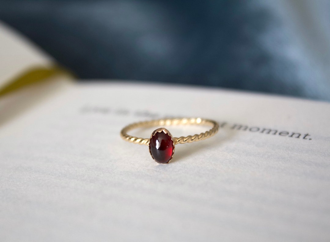 Garnet Ring / 14k Gold Filled Stacking Red Garnet Ring/stackable ...