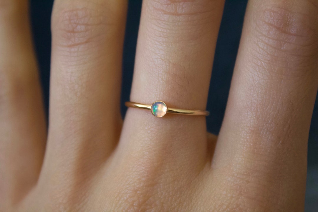 Opal Ring/ Minimalist Ring/14k Gold Filled Stacking Opal Ring Set/stackable/ Handmade/ Dainty ...