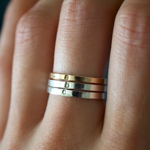 Initial Stamped Ring/ Personalized Ring/ Custom Hand Stamped Ring/ Gold ...