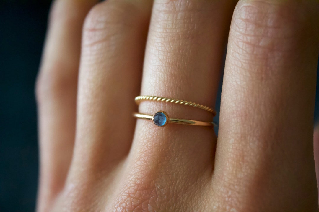 Blue Topaz Ring /14k Gold Filled Stacking Blue Topaz Ring/ Stackable ...