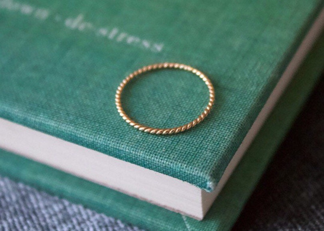 Minimalist Ring/ Thread of Gold Bands/stackable Handmade/dainty/twisty ...