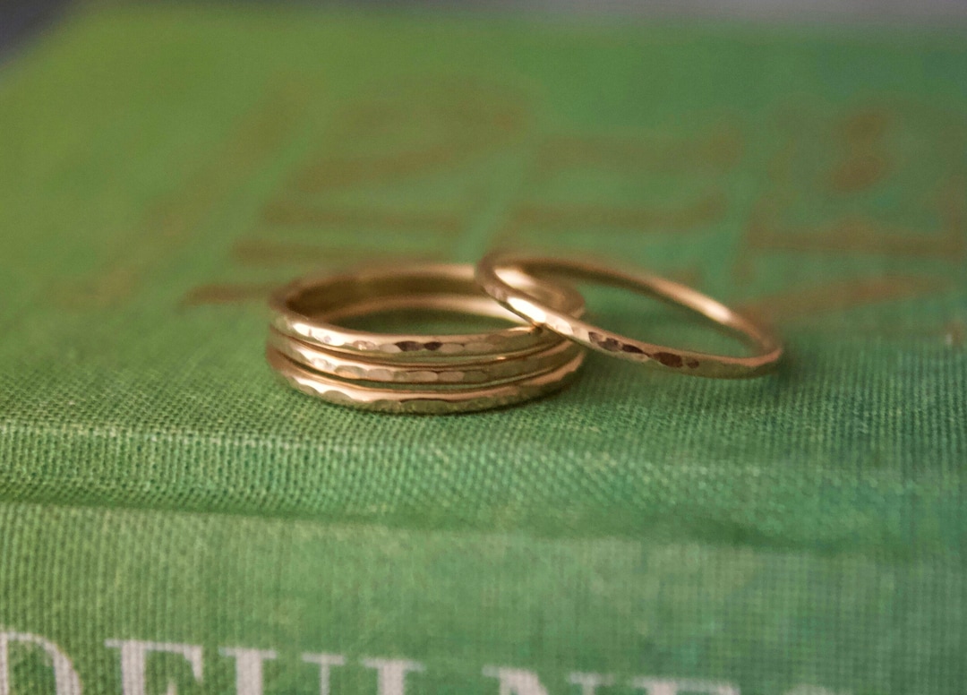 Minimalist Hammered Band/ Thread of Gold Bands/stackable Handmade ...