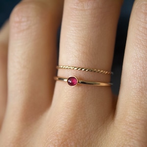 Ruby Ring/ 14k Gold Filled Stacking Ruby Ring/ Stackable/ Silver Ruby Ring/ Dainty Ring ...