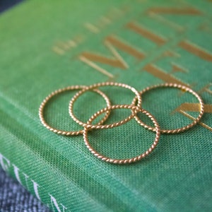 Minimalist Ring/ Thread of Gold Bands/stackable Handmade/dainty/twisty ...