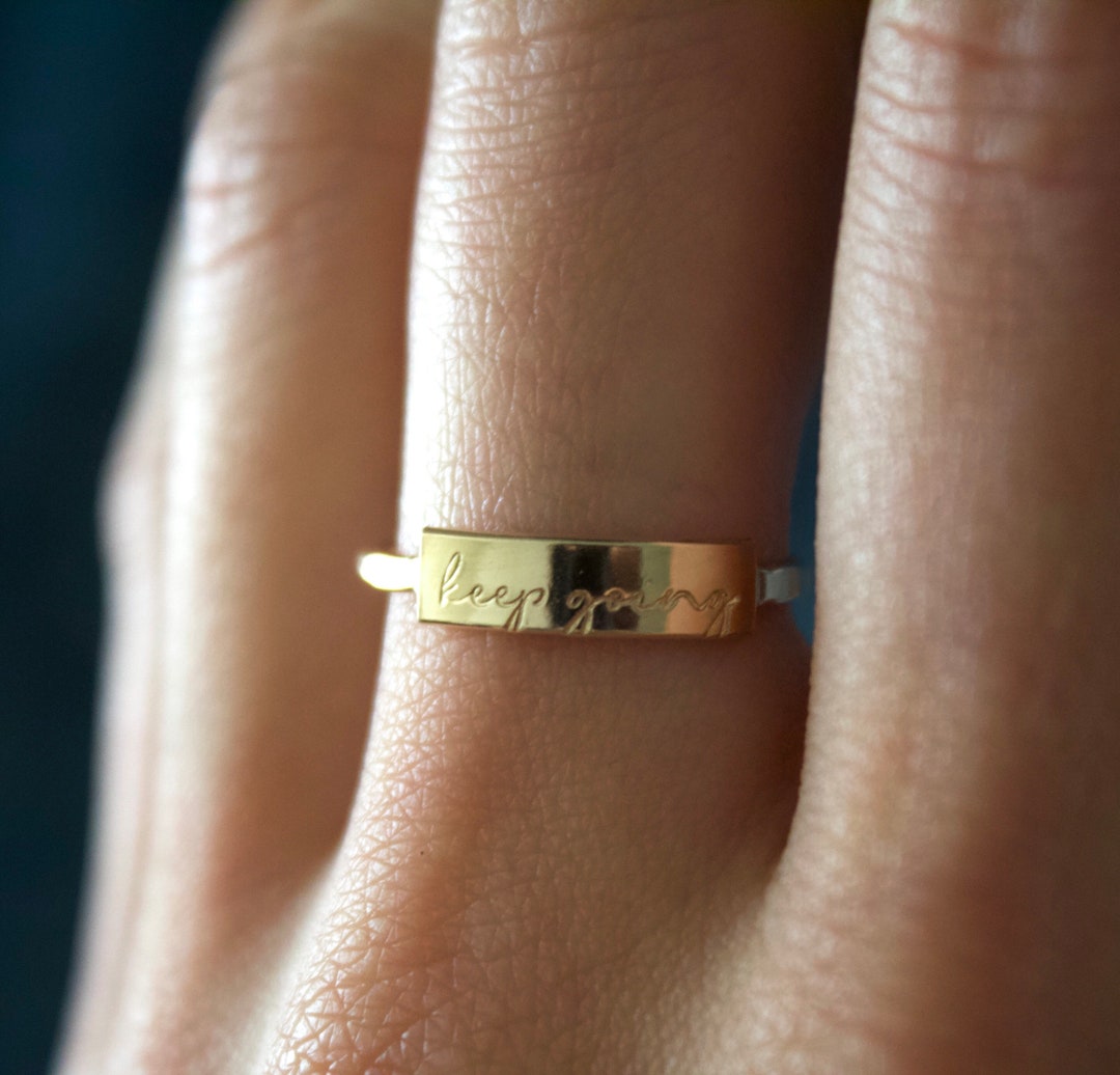 Hand Stamped Ring/ 14k Gold Filled Ring/ Stackable Rings/ Inspirational ...
