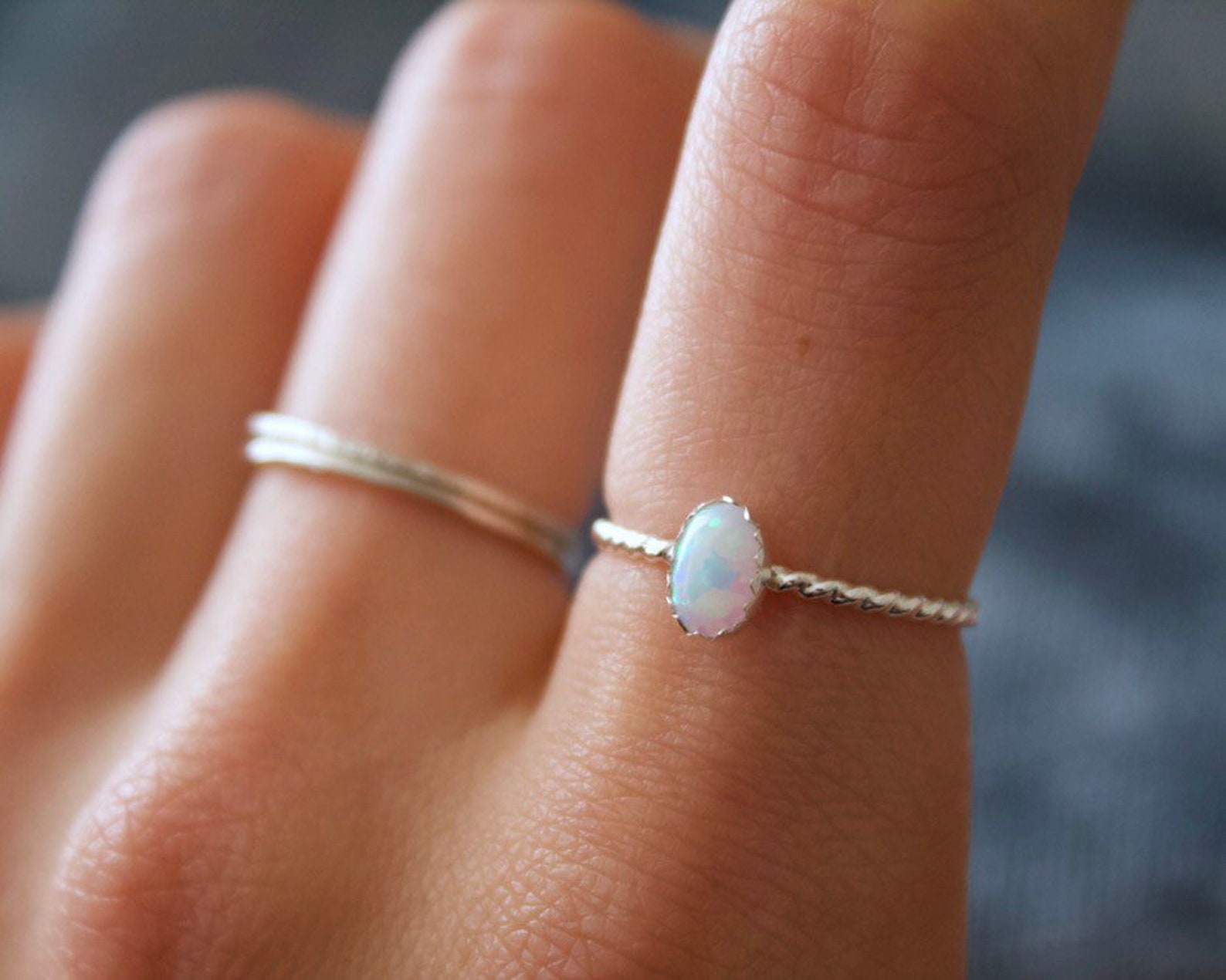 Minimalist Ring/14k Gold Filled Stacking Opal Ring/stackable/ Handmade ...