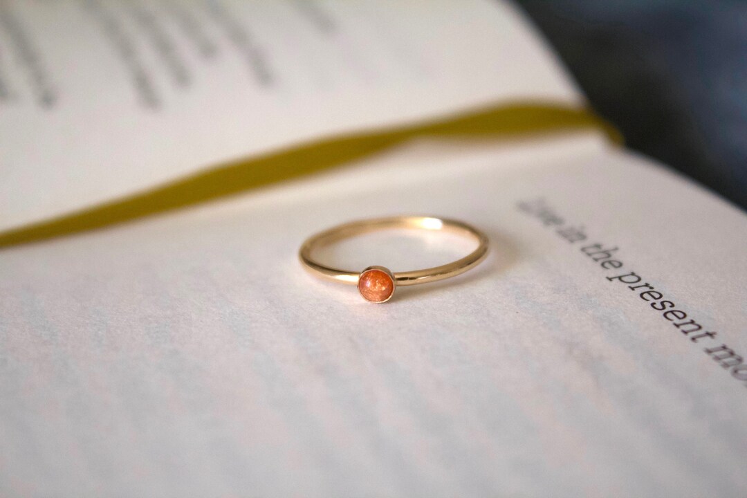 Sunstone Ring/ Minimalist Ring/ 14k Gold Filled Stacking Sunstone Ring ...