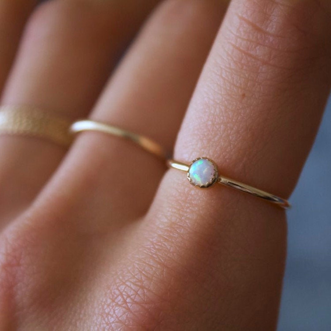 Minimalist Ring/14k Gold Filled/ 925 Sterling Silver/ Opal Stacking ...