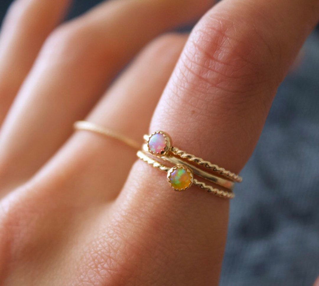 Minimalist Ring/14k Gold Filled/ 925 Sterling Silver/ Opal Stacking ...