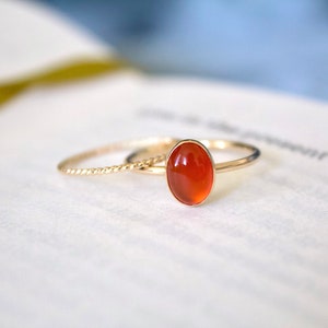 Carnelian Ring/ Minimalist Ring/14k Gold Filled Stacking Carnelian Ring ...