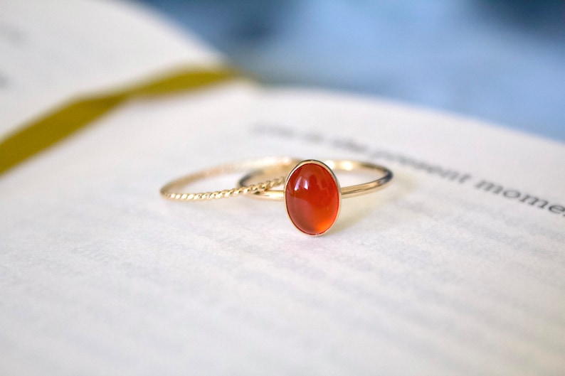 Carnelian Ring/ Minimalist Ring/14k Gold Filled Stacking Carnelian Ring ...