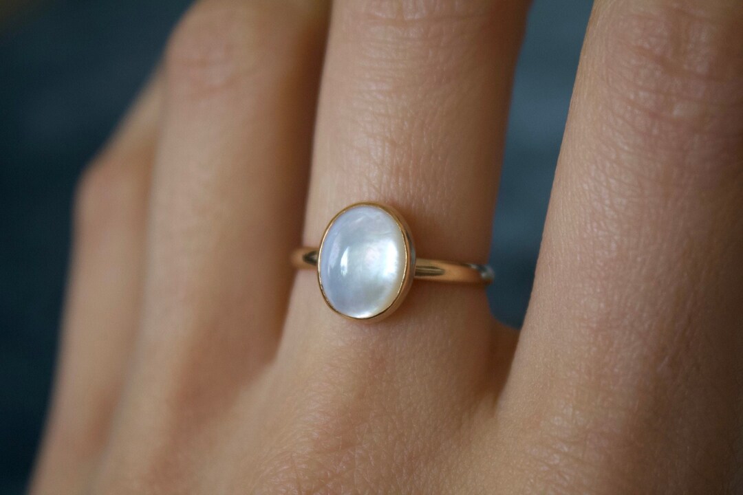 Mother of Pearl Shell Ring/ Mother of Pearl Shell/ 14k Gold Filled Ring ...