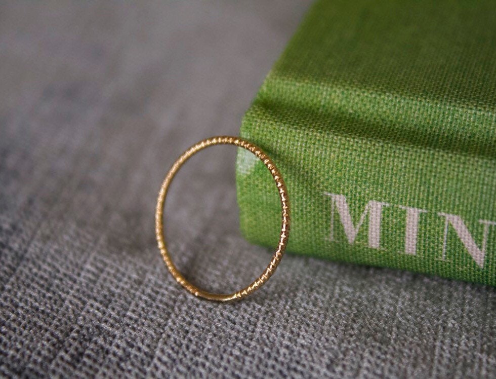 Thin Round faceted 14k gold fill rings /dainty gold band/ gold | Etsy