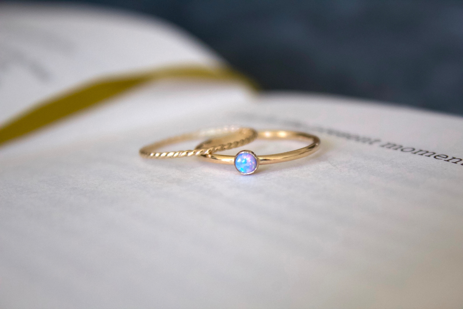Opal Ring/ Minimalist Ring/14k Gold Filled Opal Ring/ Blue Opal/ Dainty ...