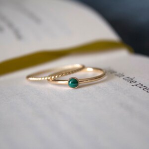Malachite Ring/ Minimalist Ring/ Gold Filled Malachite Ring/ Stackable ...