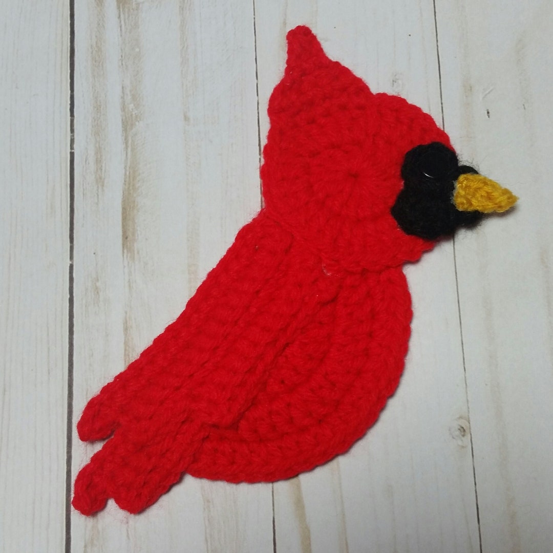 Red Cardinal Applique / Crochet Red Cardinal Applique / Pre-made Ready ...