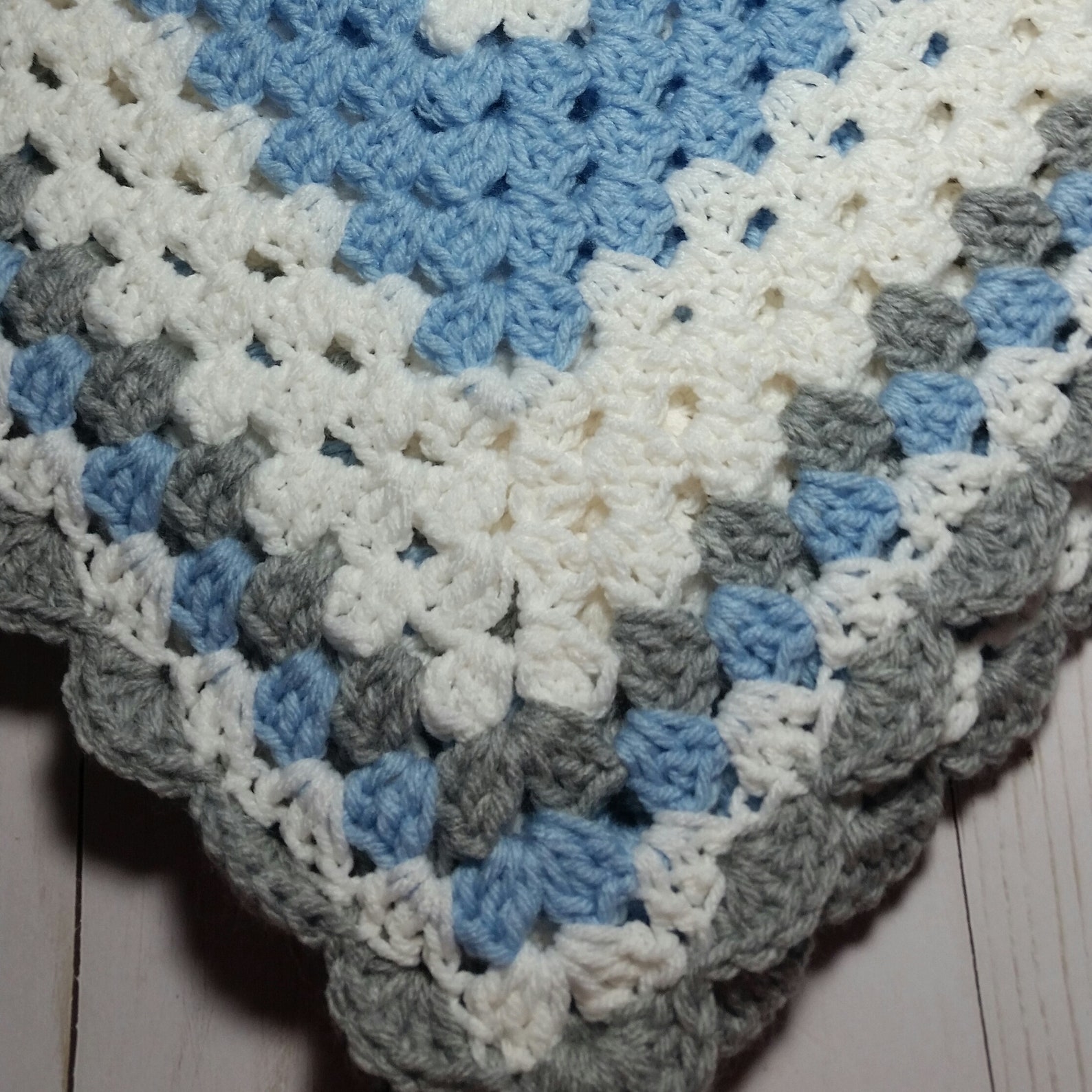 Blue and White With Grey Border Blanket / Baby Blanket / Lap - Etsy