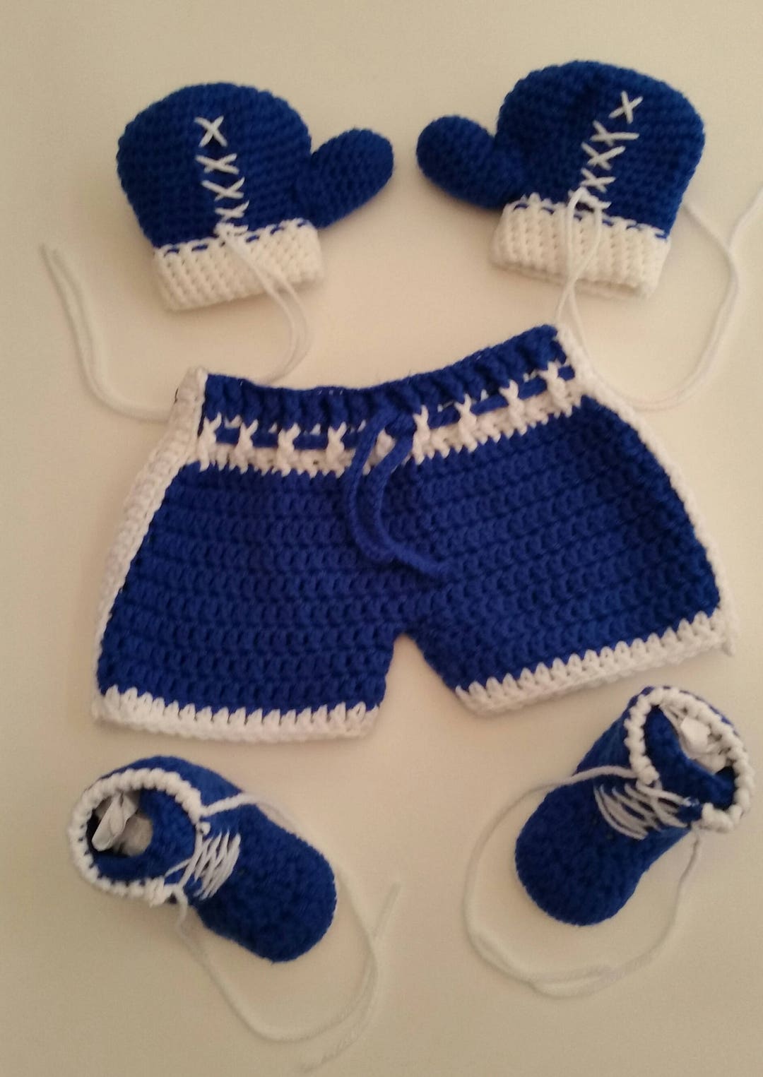 Baby Boxing Royal Blue and White Crochet Outfit / Baby Boxing Photo ...