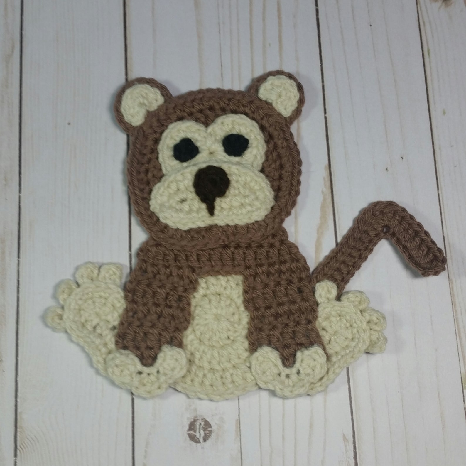 Monkey With Crocheted Eyes Applique / Crochet Monkey Applique - Etsy