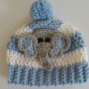 Sitting Elephant Baby Blanket Gift Set / Blue White and Grey / Baby ...